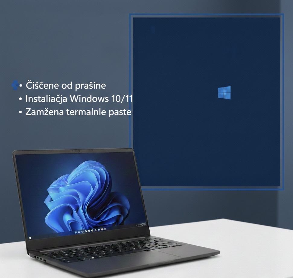 Instalacija Windowsa 10/11. Čišćenje od prašine. Zamjena termalne pas