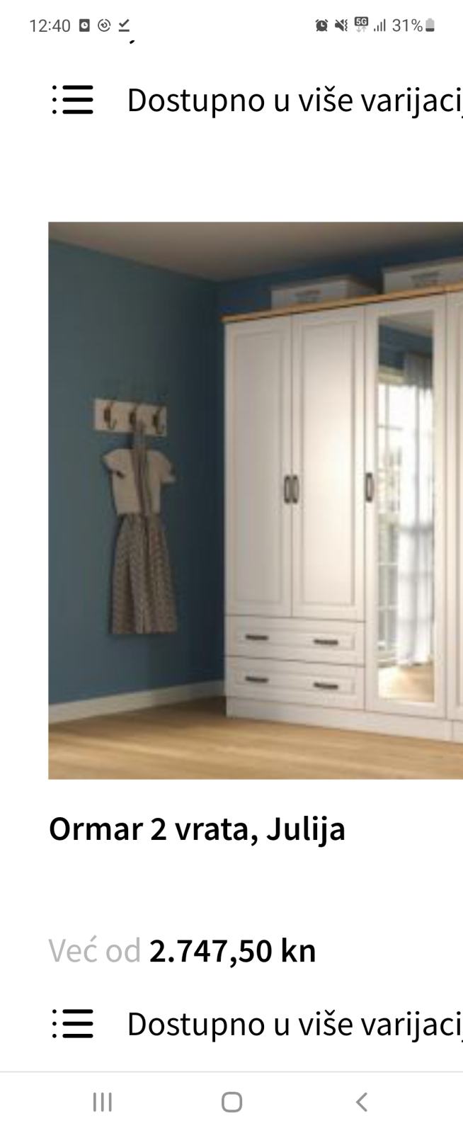 Ormari bijele boje Julija set. Prodano