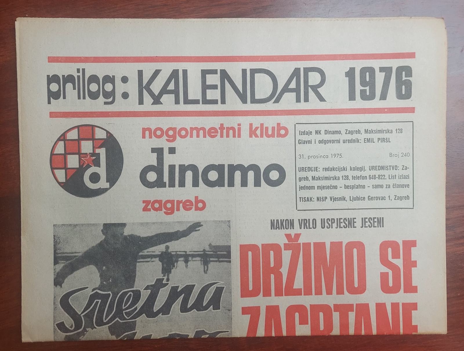 DINAMO Vjesnik za Prosinac 1975. posljednji broj u ovom formatu
