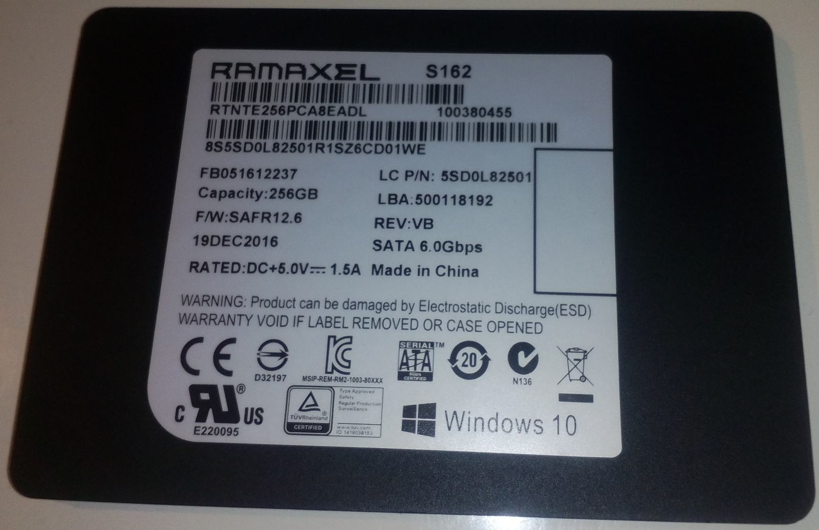 Lenovo 5SD0L82501 Ramaxel S162 RTNTE256PCA8EADL 2.5 256G SSD