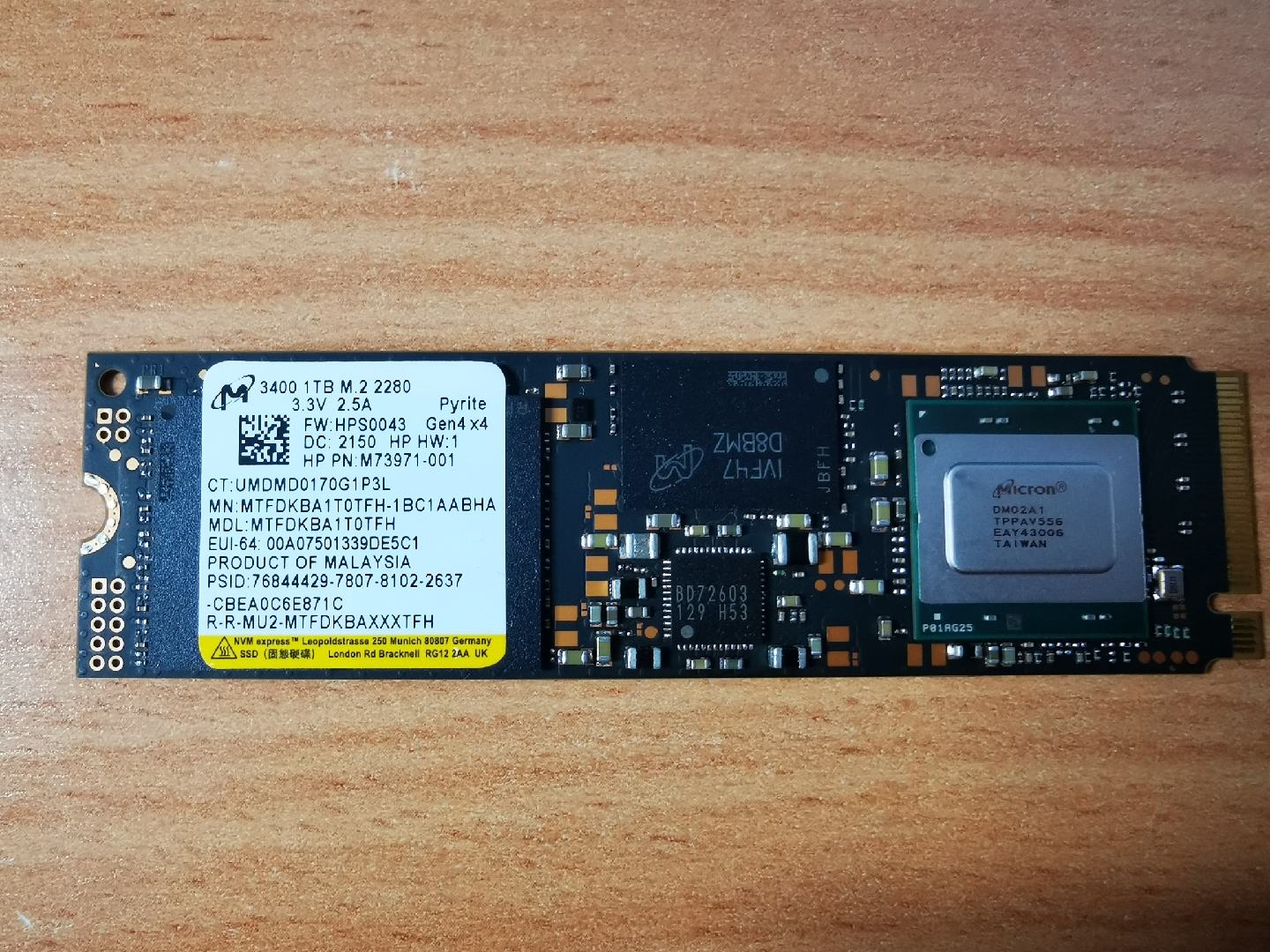 Micron 3400, 1TB, NVMe TLC SSD, Gen4 x4 - ultrabrzi disk