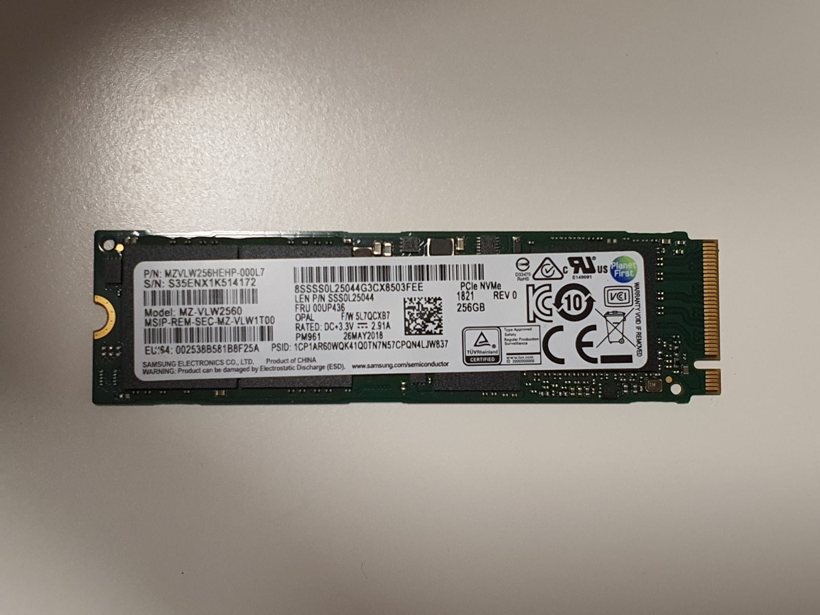Samsung nvme SSD 256GB