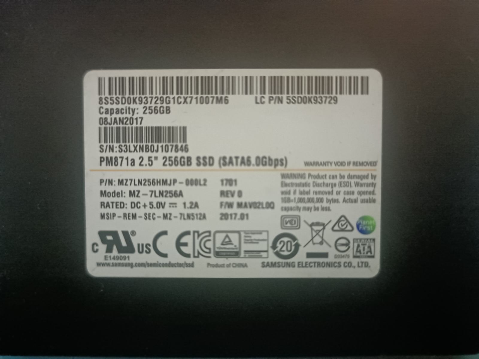 Samsung SSD 256GB SATA