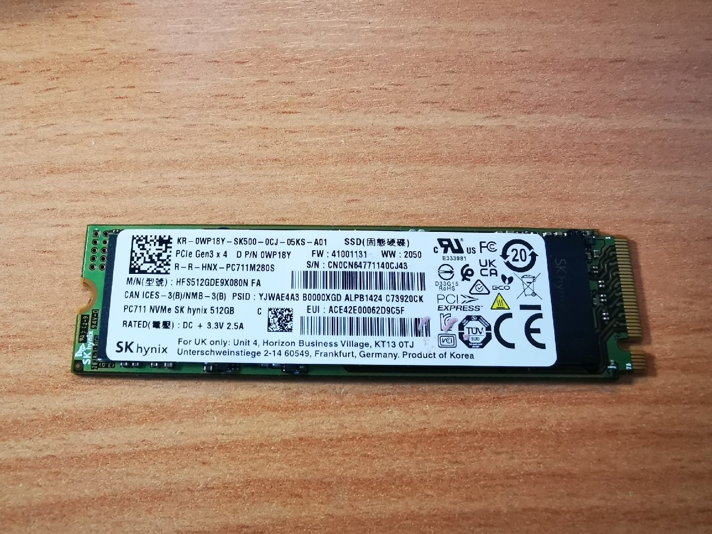SK Hynix PC711, 512GB, M2 2280 NVME TLC SSD