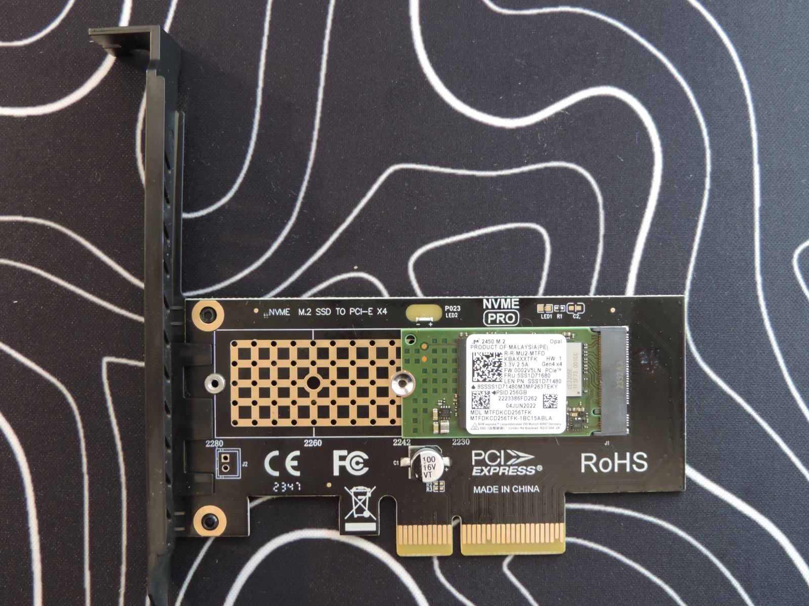 SSD 256GB MICRON 2450 M.2 2242 NVMe sa PCI-E GEN.4 x4 Adapterom 64Gbps