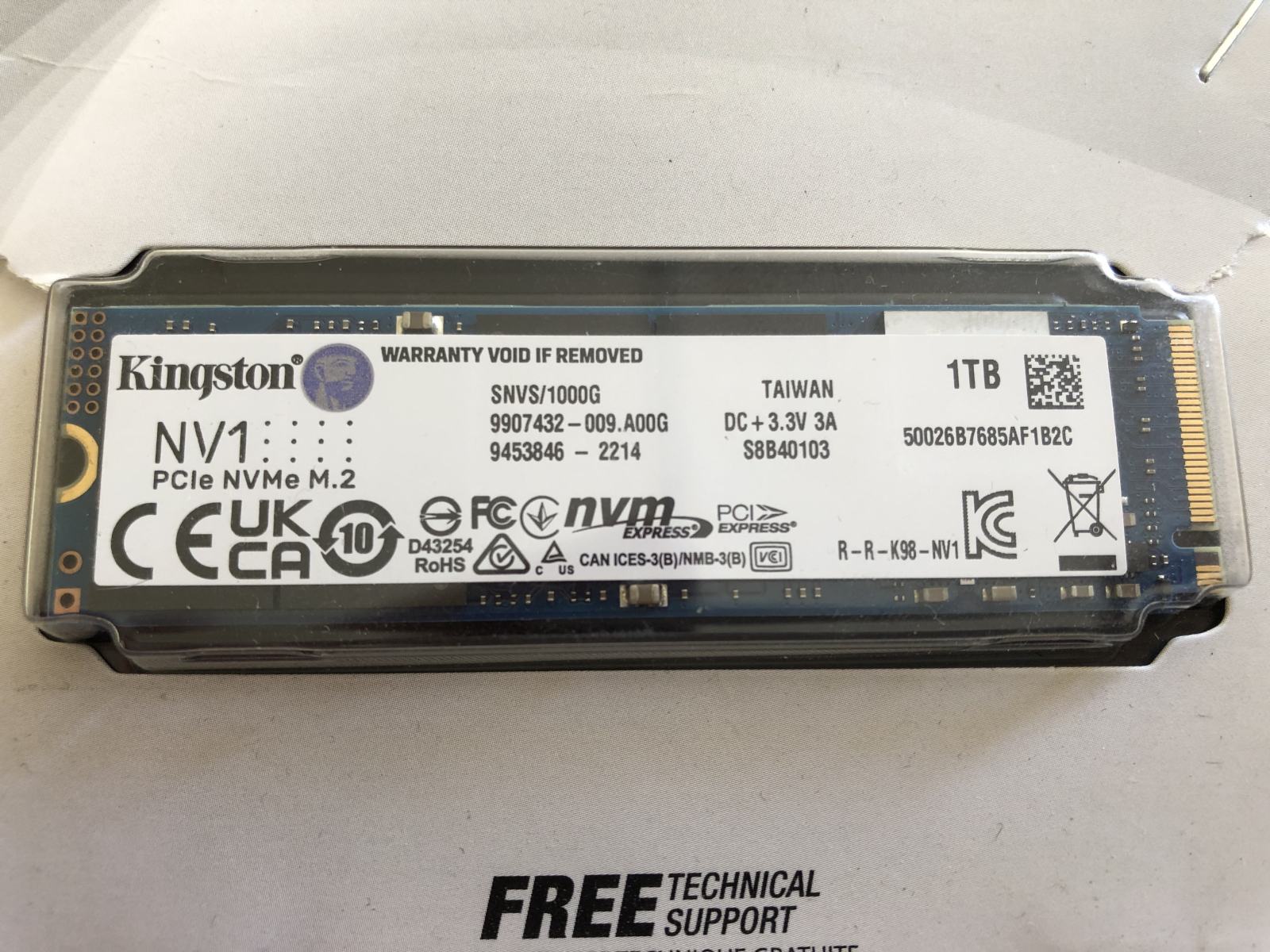 SSD disk 1 TB, KINGSTON NV1, M.2 PCIe 3.0 x4 NVMe