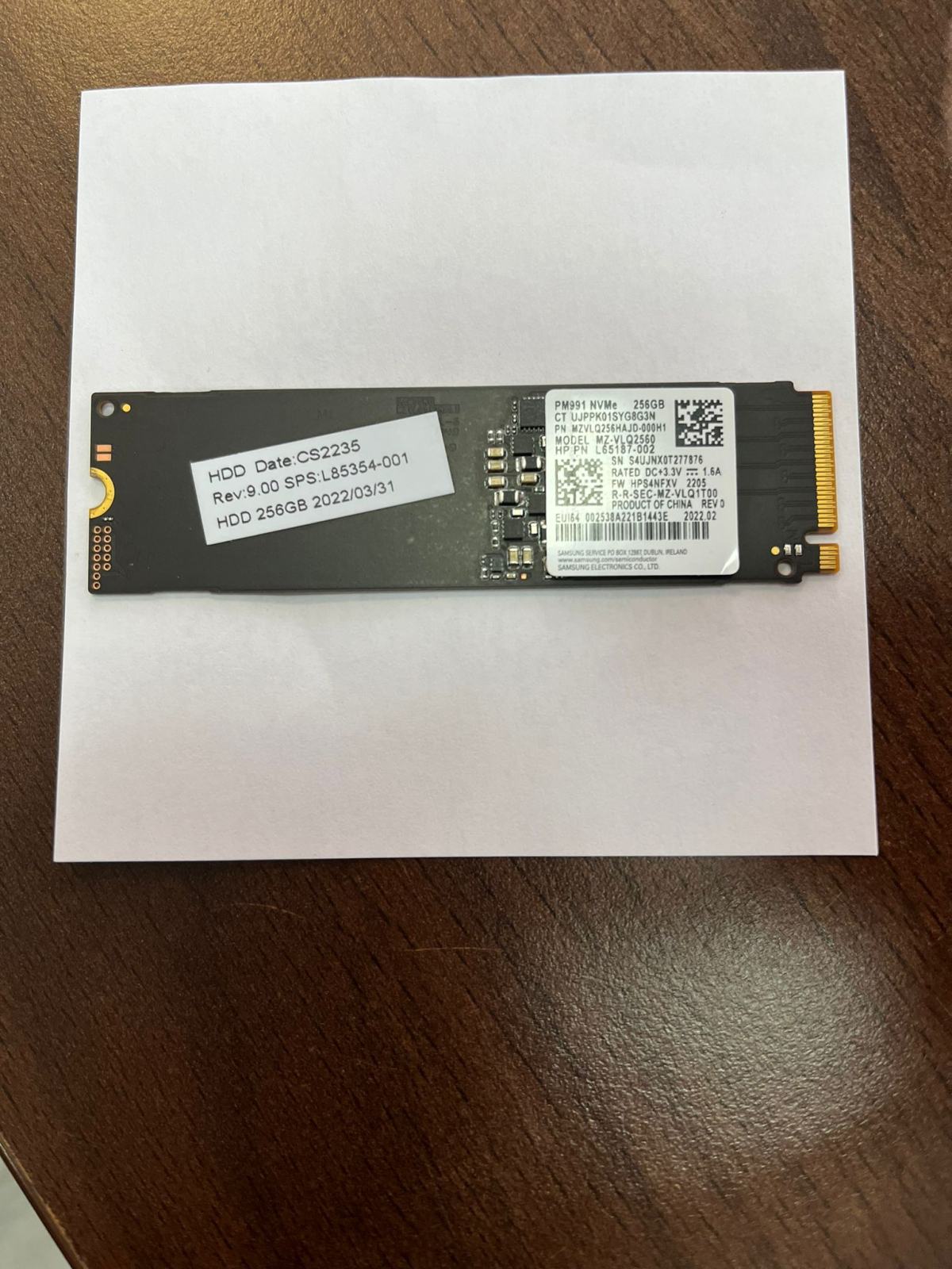 SSD disk SAMSUNG 256GB NVMe M.2 PCIe NOVO, RAČUN