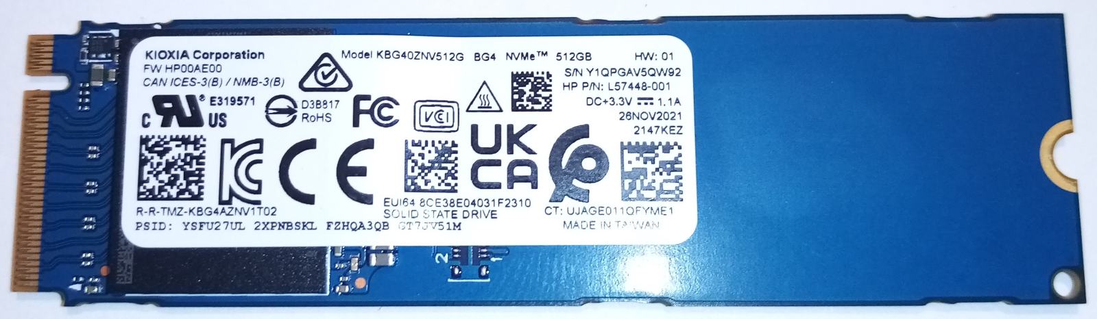 SSD KIOXIA BG4 Series 512GB PCIe Gen3 x4, NVMe M.2 2280 KBG40ZNV512