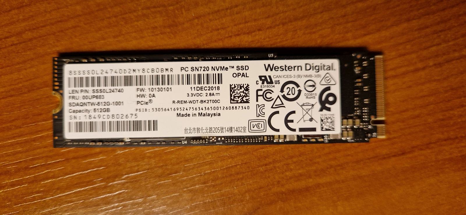 WD SN720 M.2 NVME 512GB