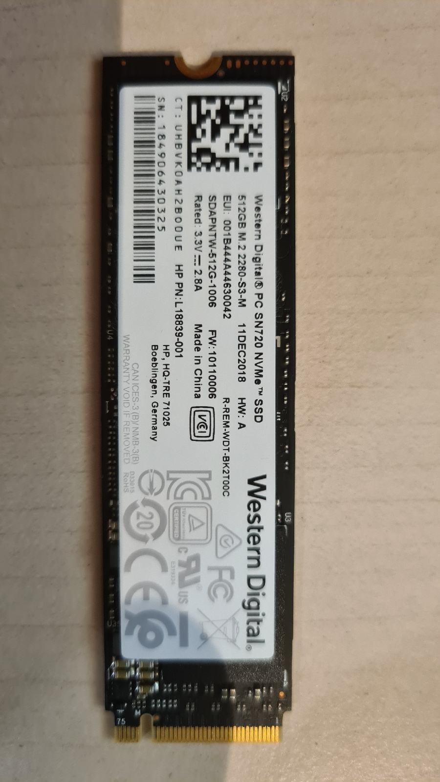 Western Digital PC SN720 NVMe SSD 512GB