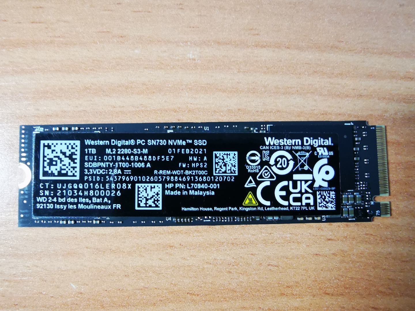 Western Digital SN730, 1TB, M2 2280 NVME TLC SSD
