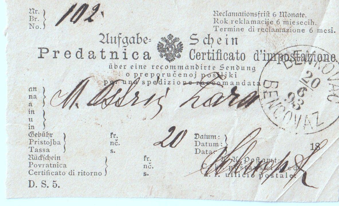 BENKOVAC - PREDATNICA 20.6.1893 g