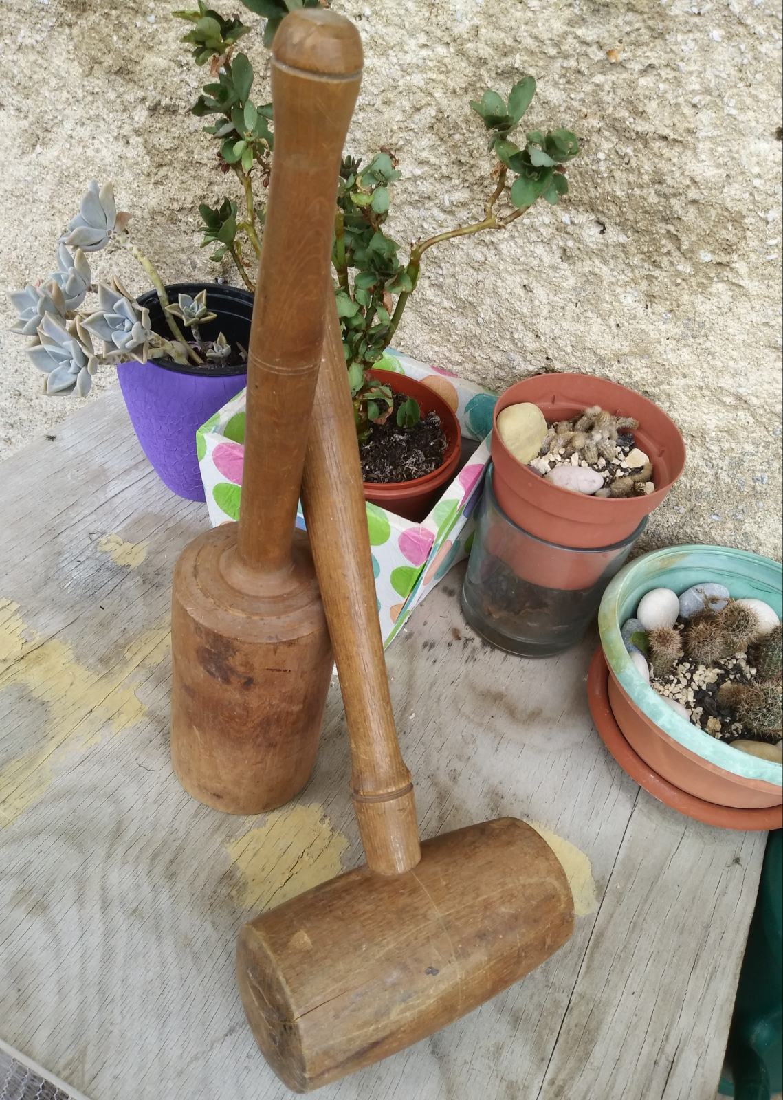 Stari drveni bat / malj / čekić (2 kom)