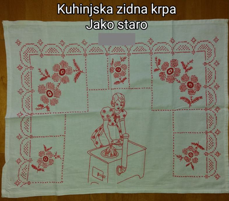 Etno-tekstil / ZIDNJAK / vezena kuhinjska krpa za zid - 3 komada