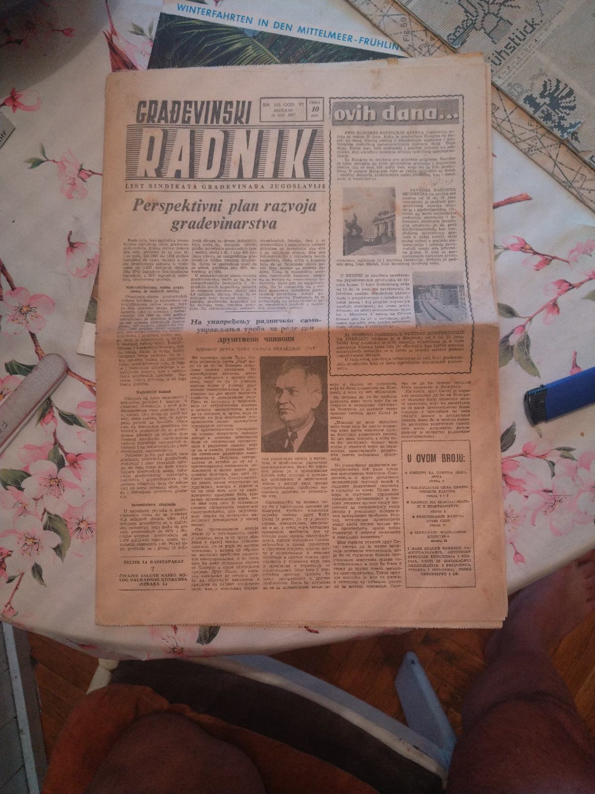 Građevinski radnik, list sindikata građevinsra Jugoslavije iz 1957g