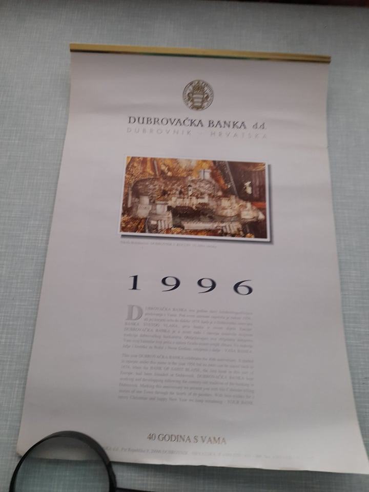 kalendar 1996 dubrovačka banka,dubrovnik