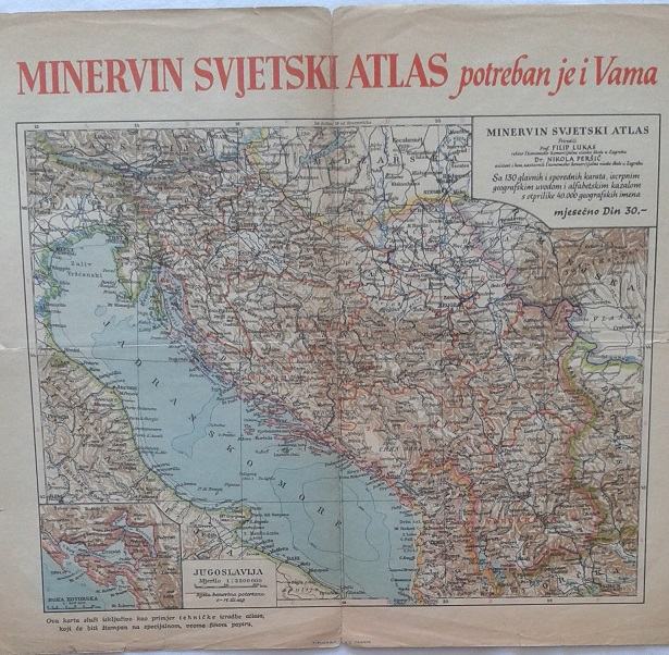 Karta Kraljevine Jugoslavije s 9 banovina (1929.g.)