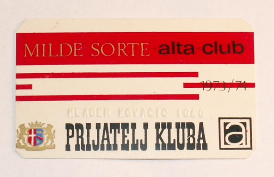 MILDE SORTE alta club 1973/74 Članska iskaznica