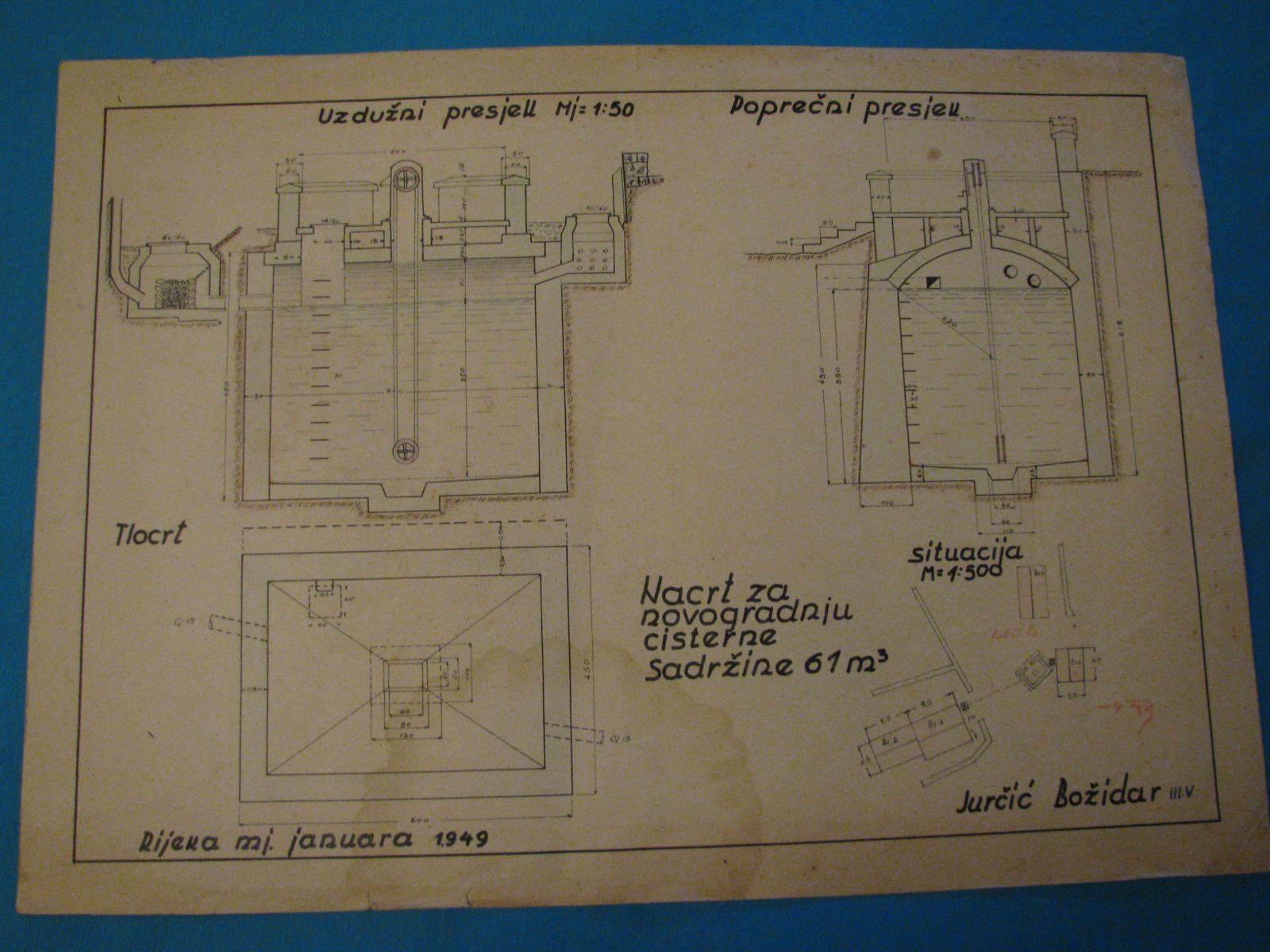 NACRT Gradnja cisterne Rijeka - 1949 g SAND-2