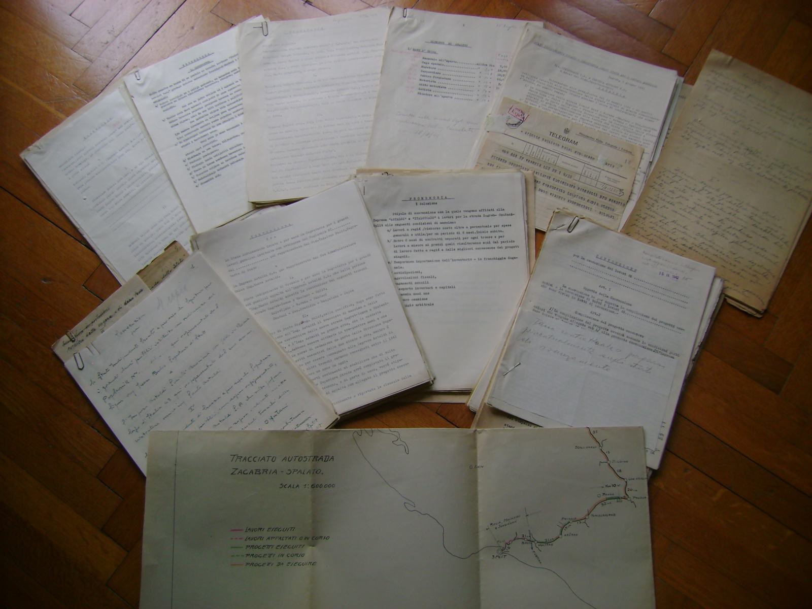 NDH - Karta autoputa Zagreb-Split iz 1941. + ugovori, promemorije -RRR