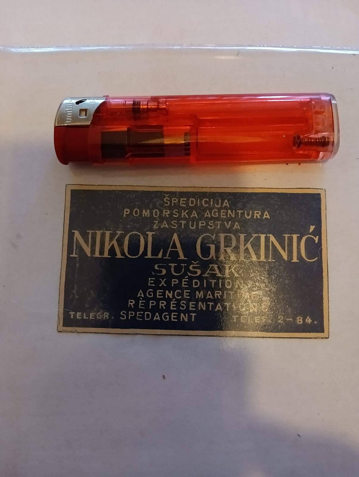 Nikola Grkinić-Sušak-špedicija, stara reklamna etiketa