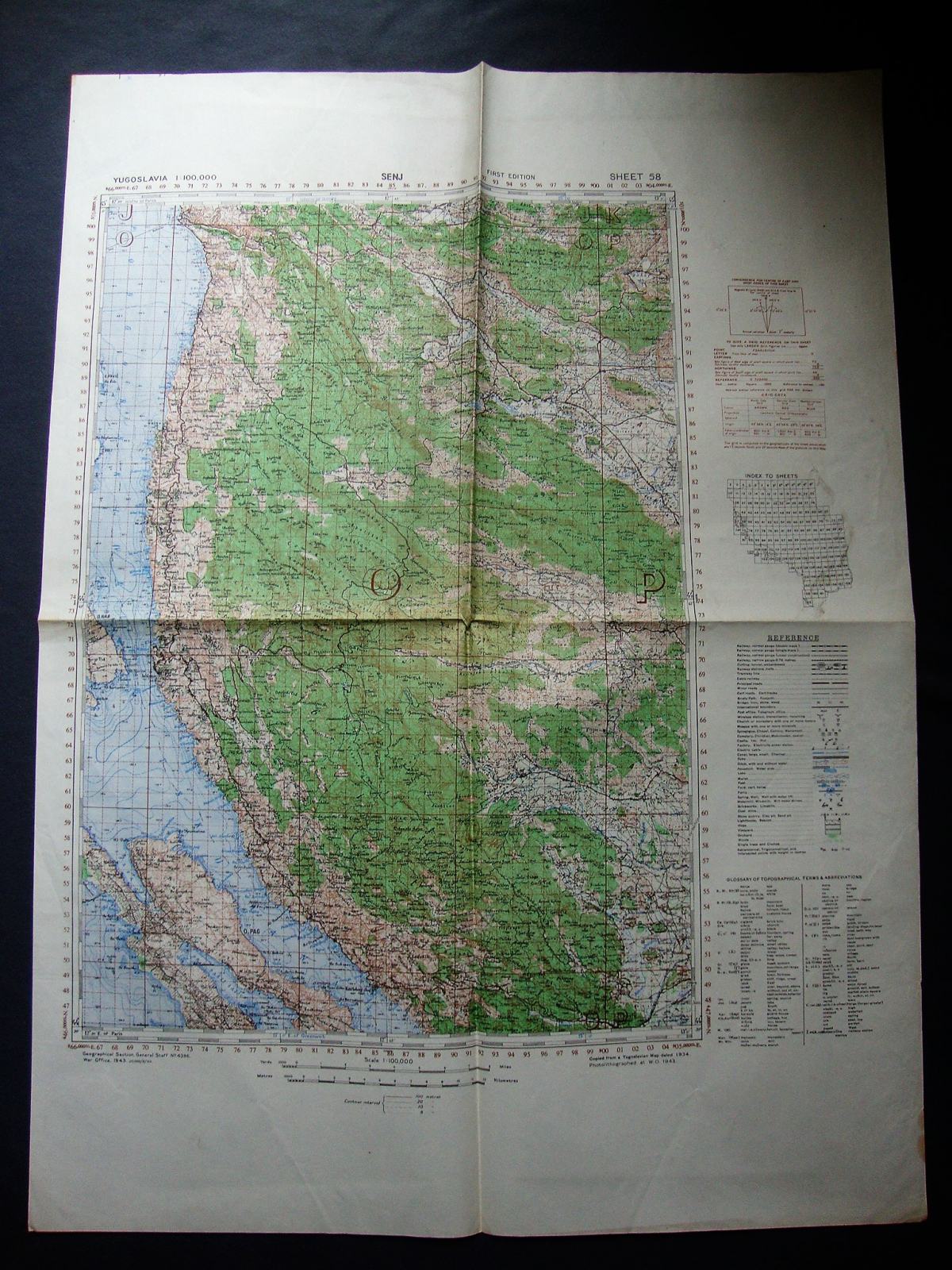 SENJ - STARA KARTA iz 1943. war ofice 1943 first edition