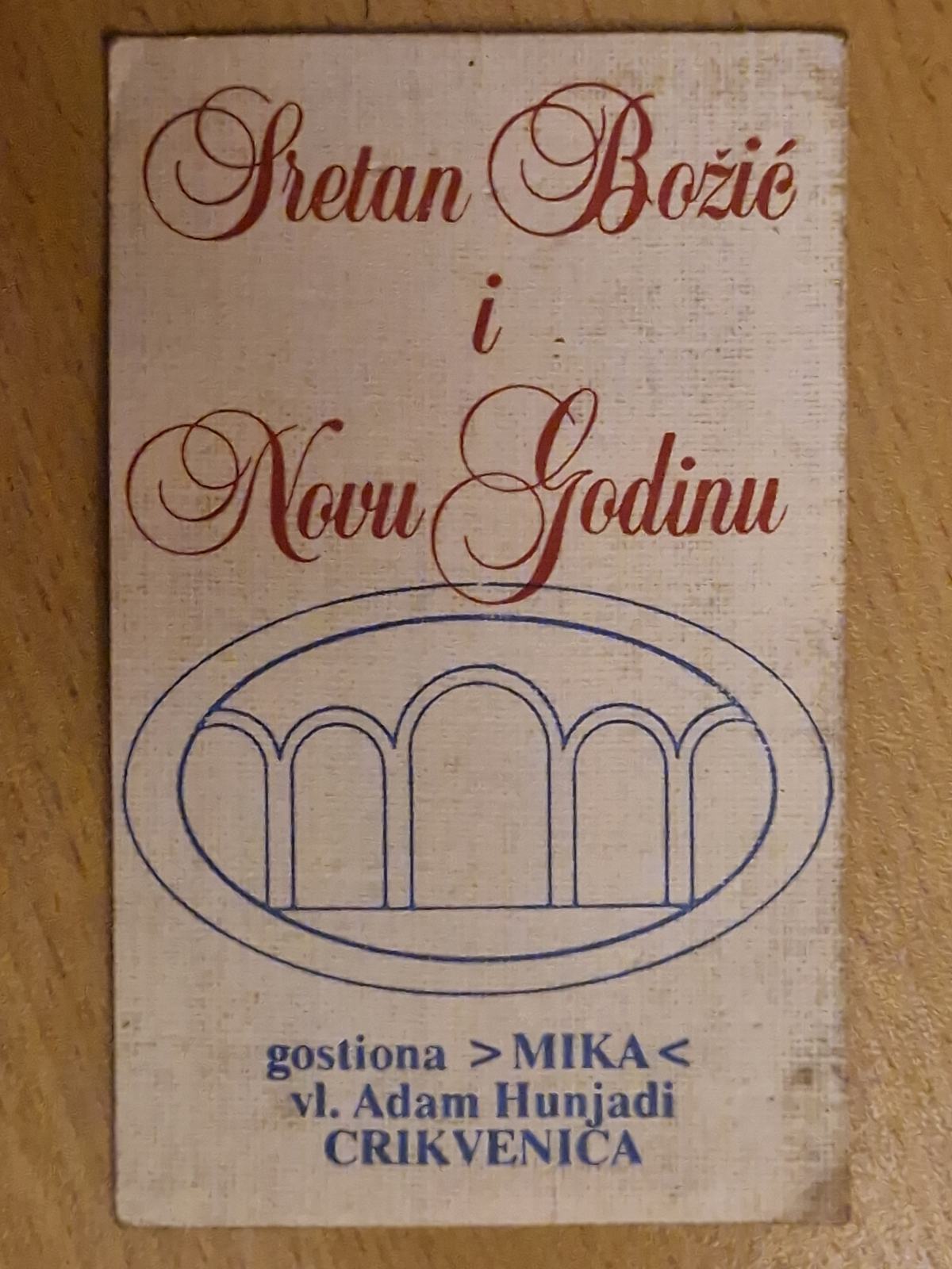 Stara vizit karta #2 mali kalendar Gostiona Mika Crikvenica