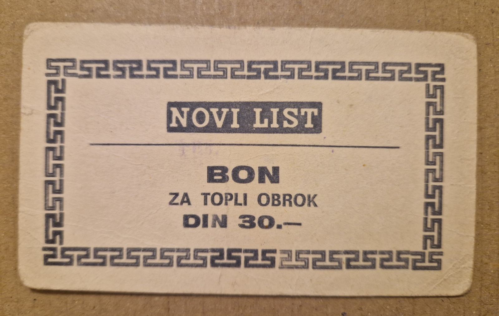 Stari bon za topli obrok Novi list Rijeka