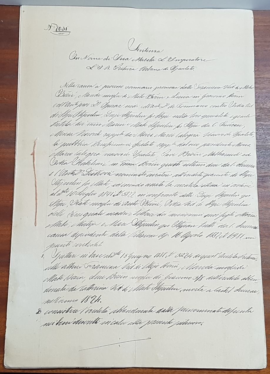 STARI DOKUMENAT, C K GRADSKA PRETURA SPLIT, URBANA SPALATO iz 1897. g.