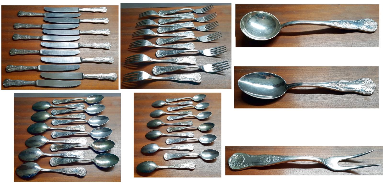 VINTAGE STARI SREBRNI PRIBOR ZA JELO (beštek) 12 OSOBA, SREBRO ARG 800