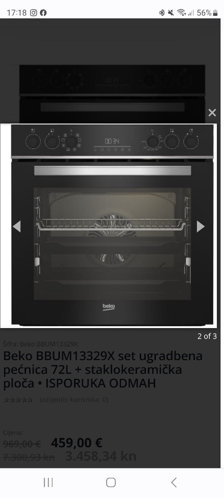 Beko ugradbena pećnica i staklokeramička ploča