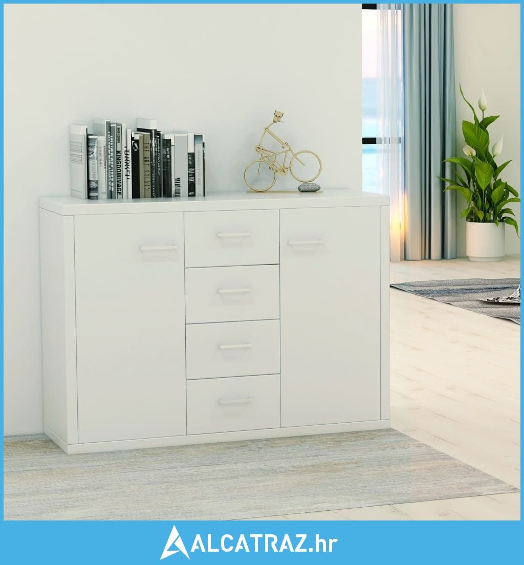 Komoda bijela 88 x 30 x 65 cm od iverice - NOVO