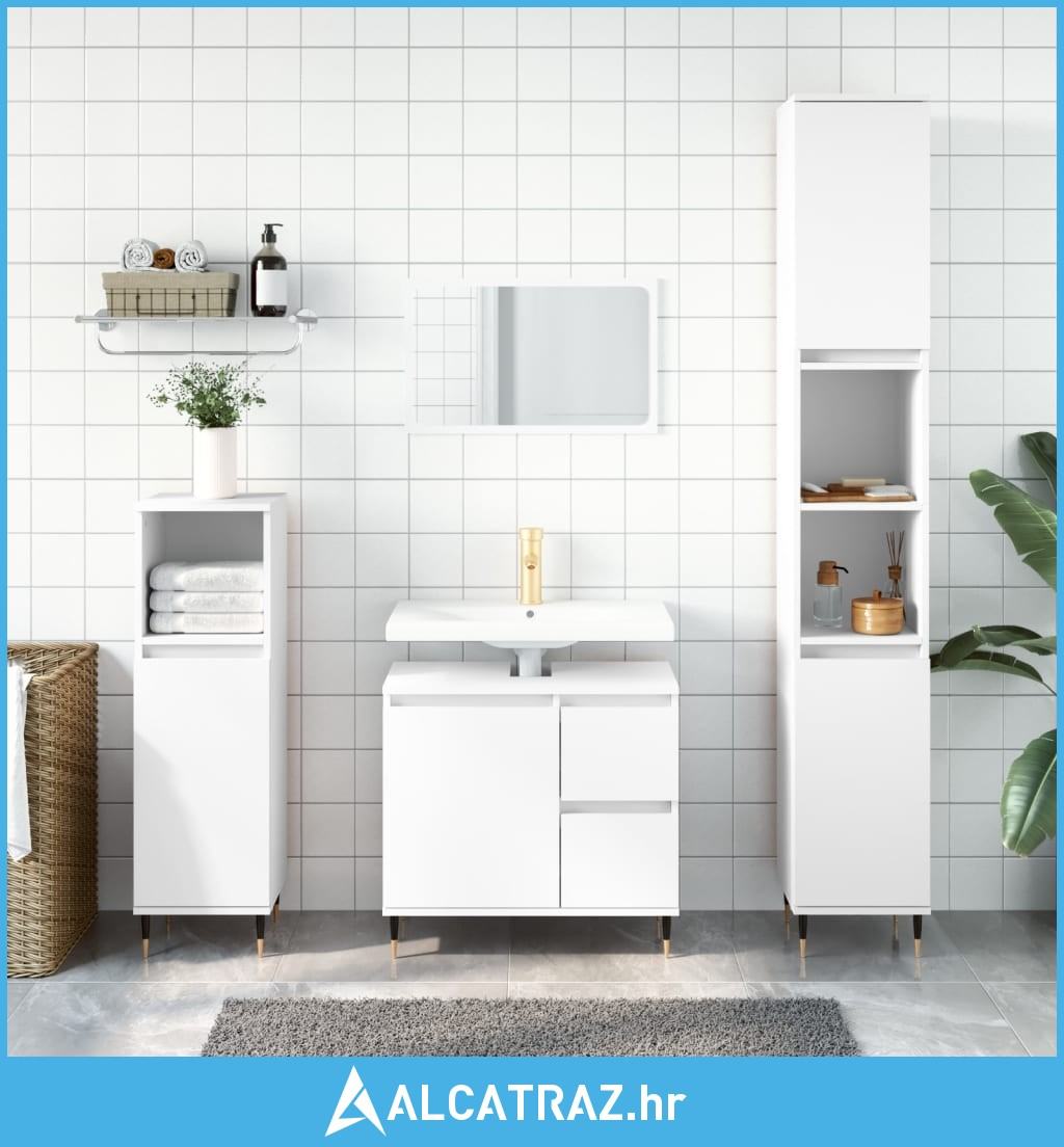 Kupaonski ormarić bijeli 30 x 30 x 190 cm od konstruiranog drva - NOVO