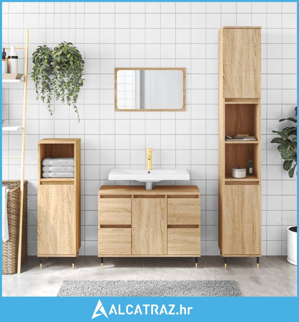 Kupaonski ormarić boja hrasta sonome 80 x 33 x 60 cm drveni - NOVO