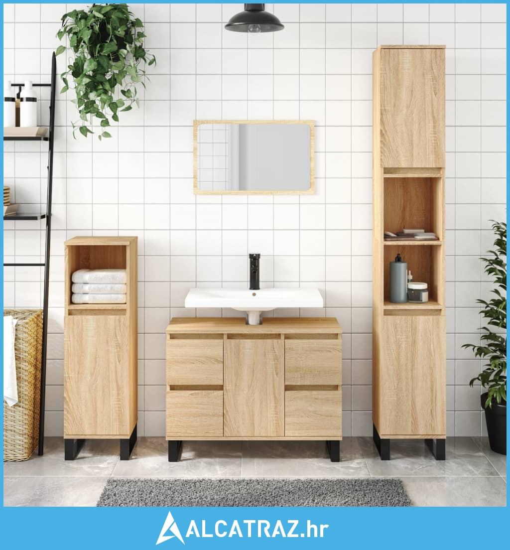 Kupaonski ormarić boja hrasta sonome 80 x 33 x 60 cm drveni - NOVO