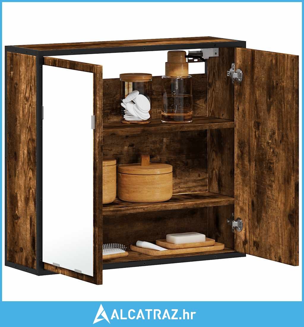 Kupaonski ormarić s ogledalom dimljeni hrast 65x20x60 cm - NOVO