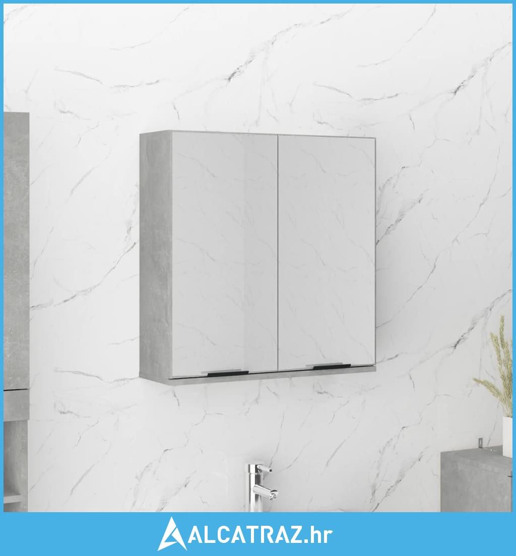 Kupaonski ormarić s ogledalom siva boja betona 64 x 20 x 67 cm - NOVO