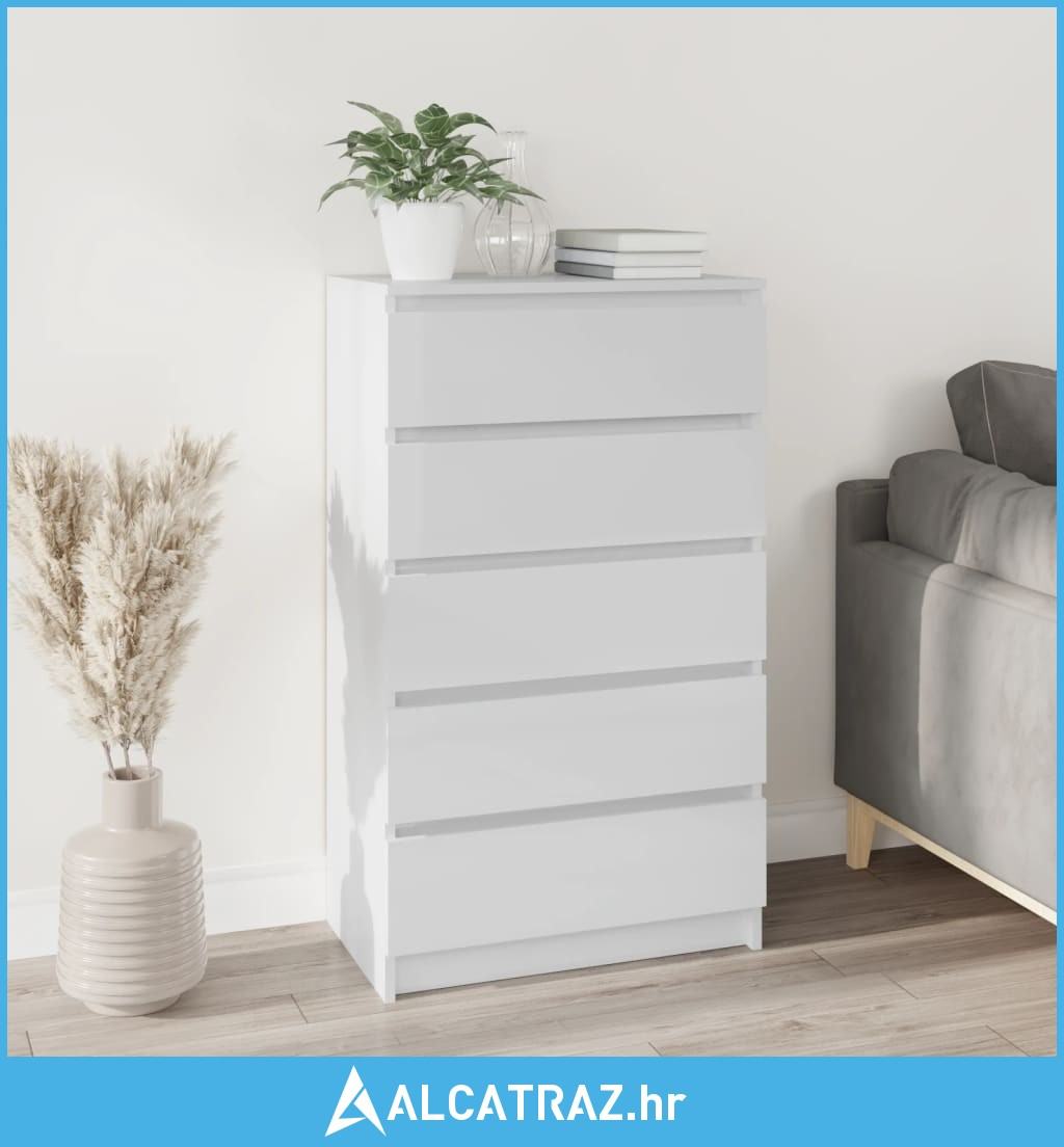 Ladičar visoki sjaj bijeli 60 x 36 x 103 cm konstruirano drvo - NOVO