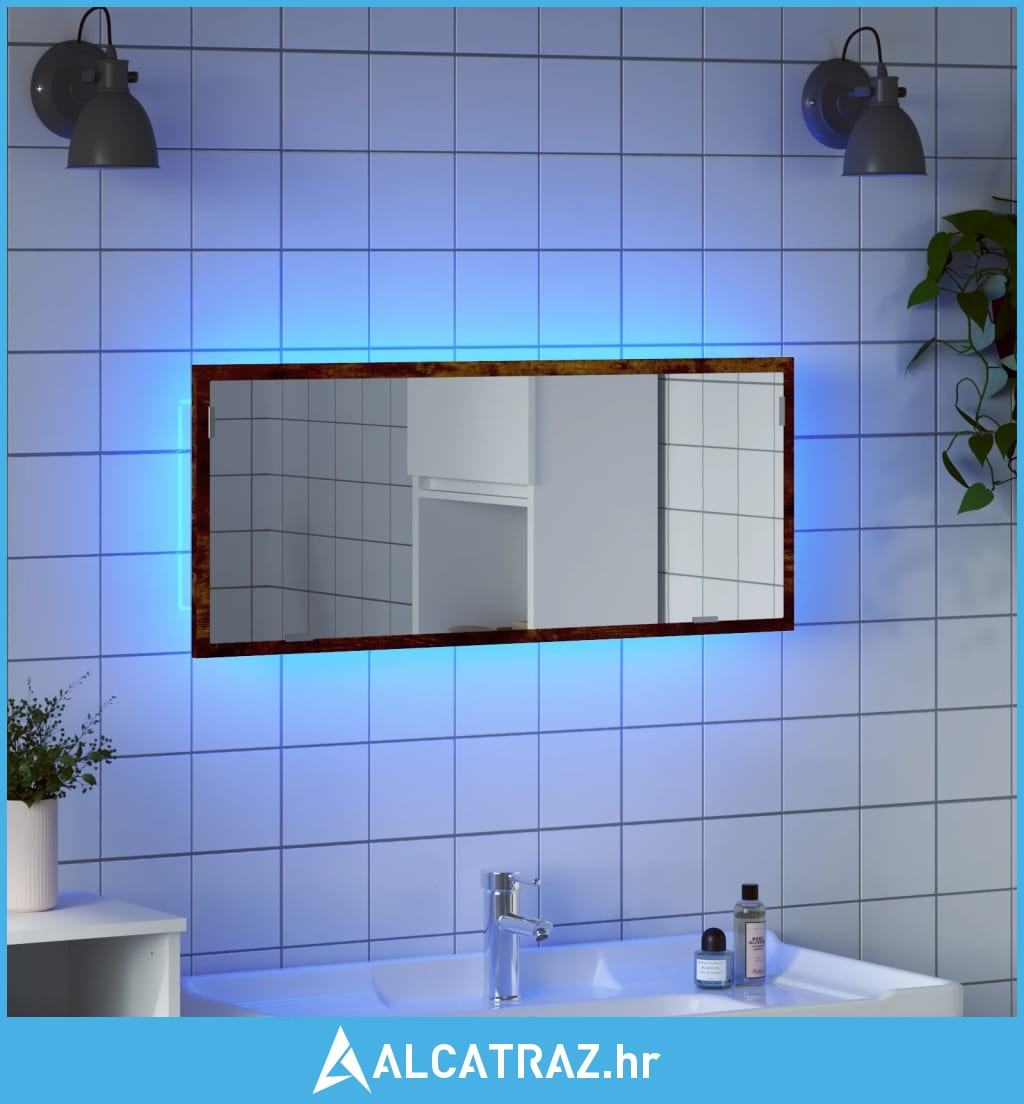 LED kupaonsko ogledalo dimljeni hrast 100x8,5x37 cm - NOVO