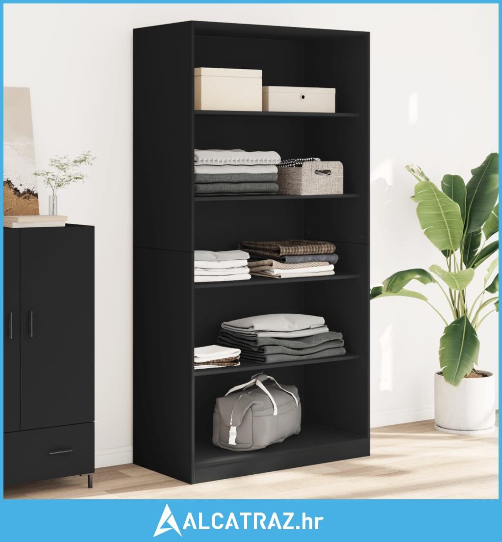 Ormar crni 100 x 50 x 200 cm od konstruiranog drva - NOVO