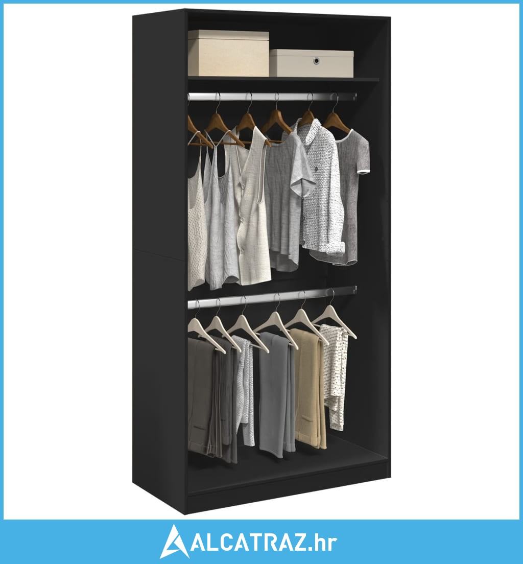 Ormar crni 100 x 50 x 200 cm od konstruiranog drva - NOVO