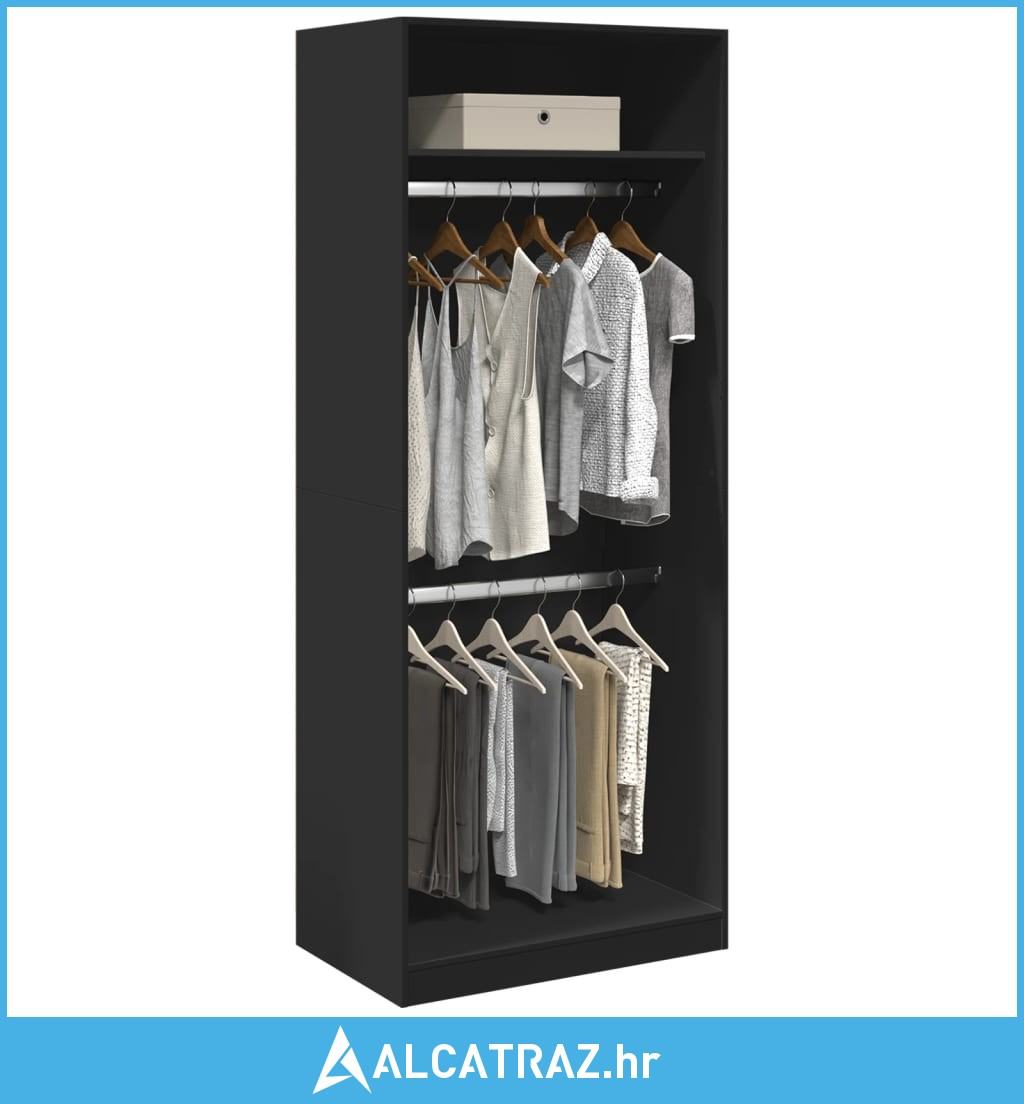 Ormar crni 80 x 50 x 200 cm od konstruiranog drva - NOVO