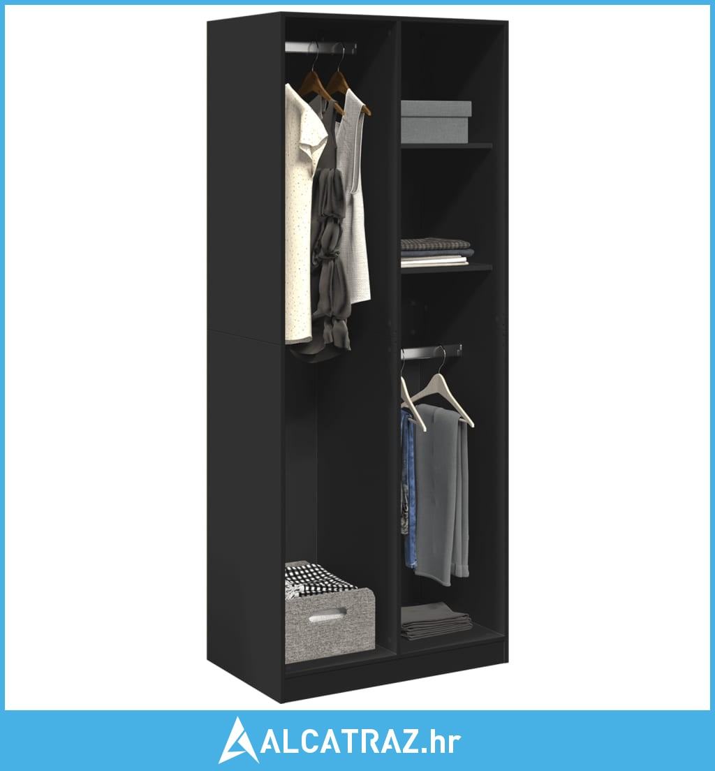 Ormar crni 80 x 50 x 200 cm od konstruiranog drva - NOVO