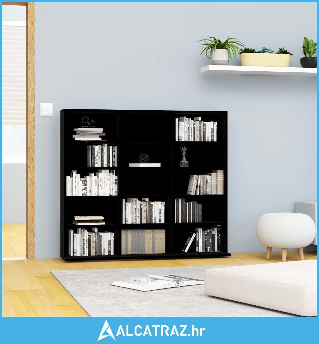 Ormarić za CD-ove crni 102 x 23 x 89,5 cm konstruirano drvo - NOVO