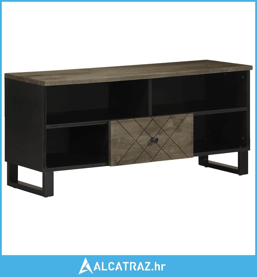 TV ormarić crni 100 x 33 x 46 cm od masivnog drva manga - NOVO