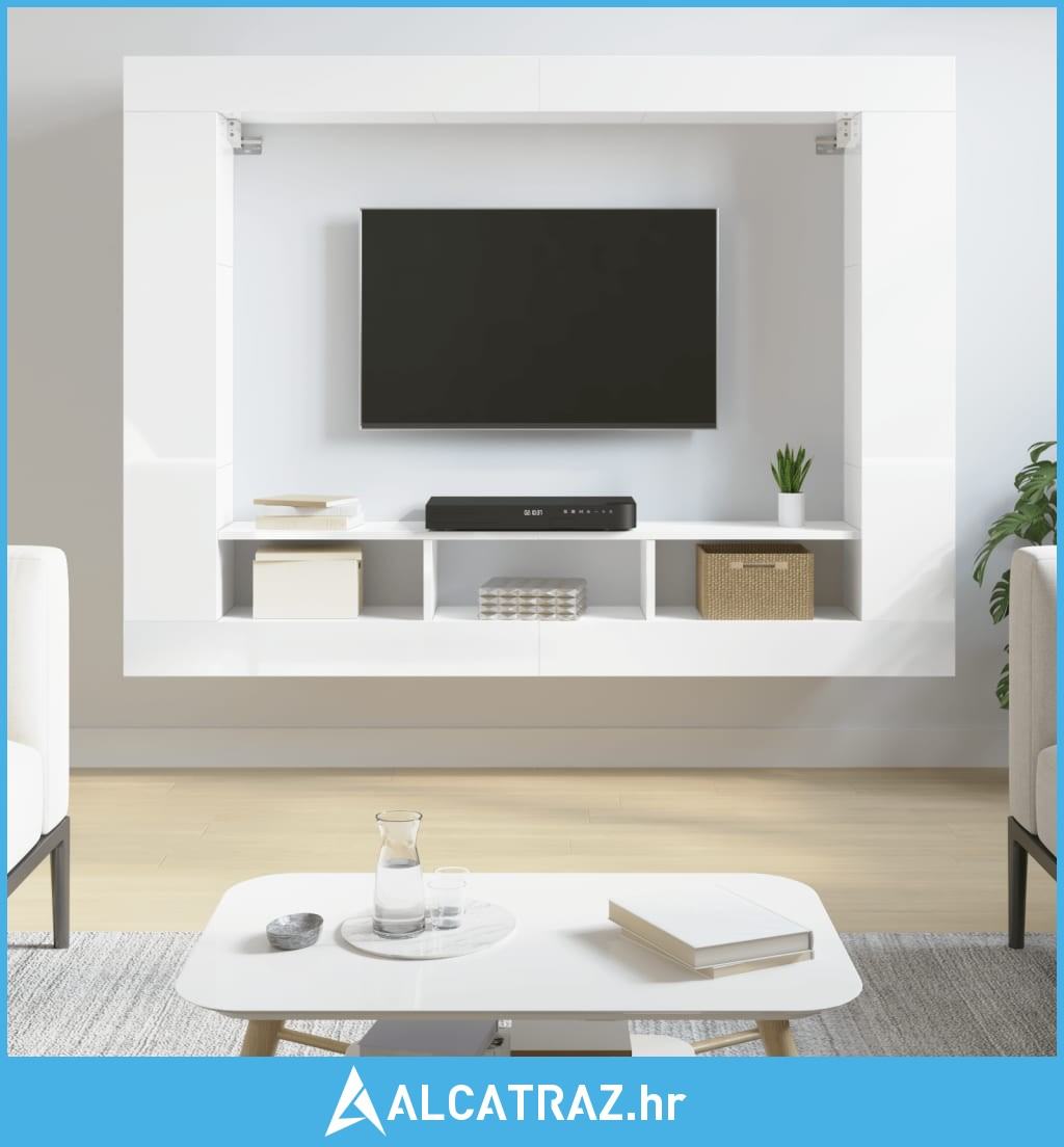 TV ormarić sjajni bijeli 152 x 22 x 113 cm konstruirano drvo - NOVO