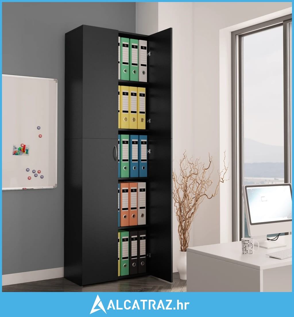 Uredski ormar crni 60 x 32 x 190 cm od iverice - NOVO