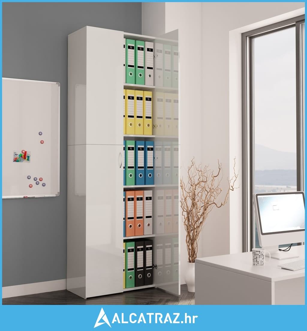 Uredski ormar visoki sjaj bijeli 60 x 32 x 190 cm od iverice - NOVO