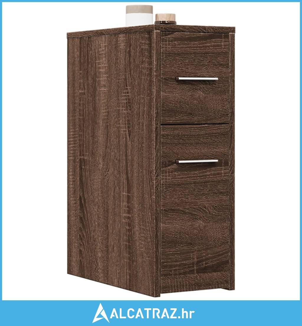 Uski kupaonski ormar s kotačima boja hrasta konstruirano drvo - NOVO