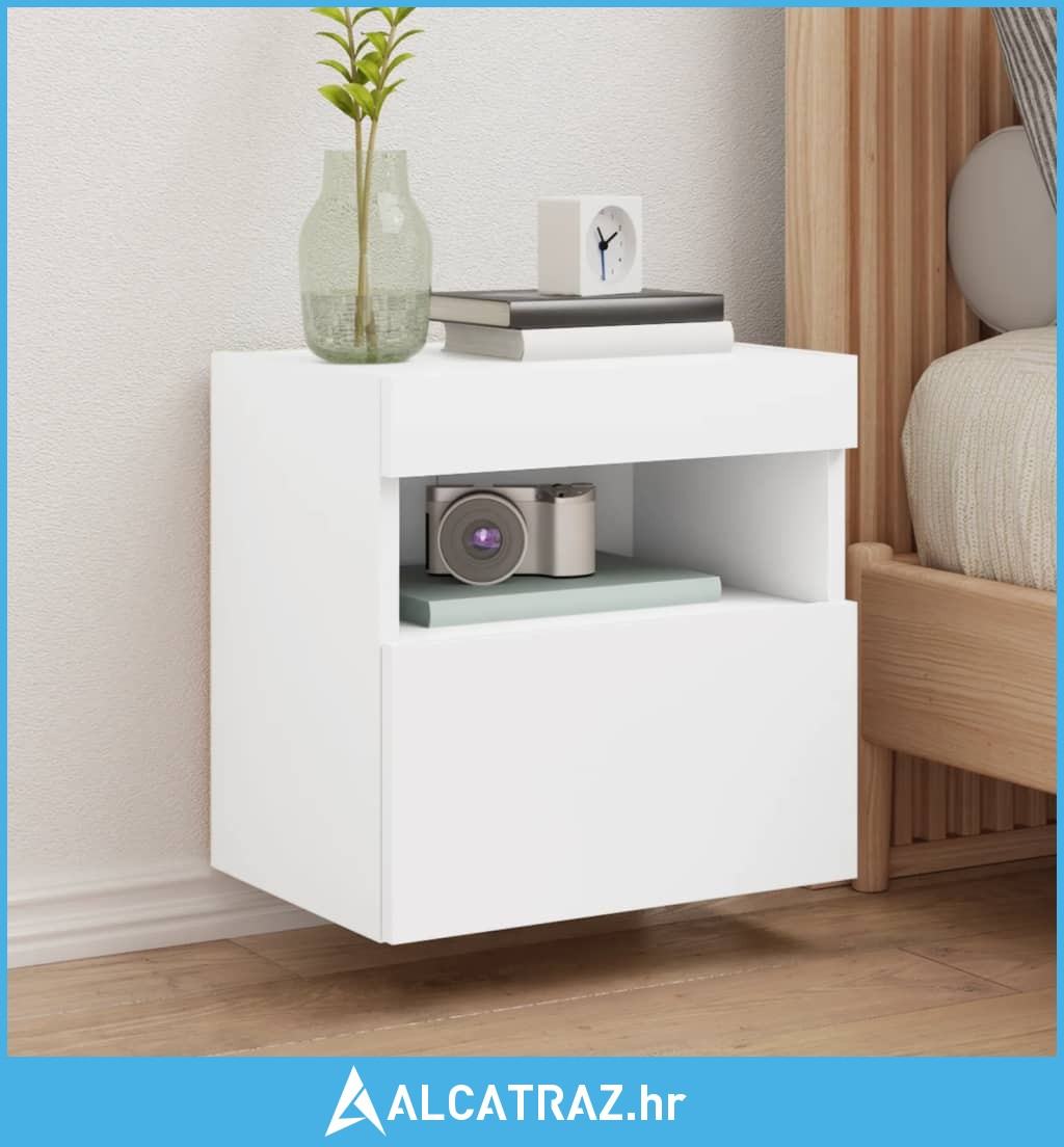 Zidni TV ormarići s LED svjetlima 2 kom bijeli 40x30x40 cm - NOVO